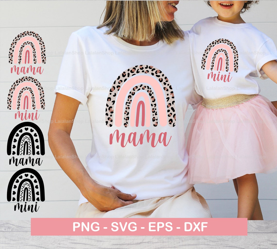 Mama Mini Rainbow Svg Cut Files Mommy and Me Svg Mama and | Etsy