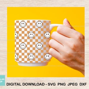 Checkered Pattern Smiley Face Seamless Pattern, Smiley Face Sublimation ...