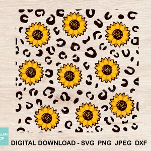 Leopard Sunflower Seamless Pattern, Sunflower Png, Western Background ...