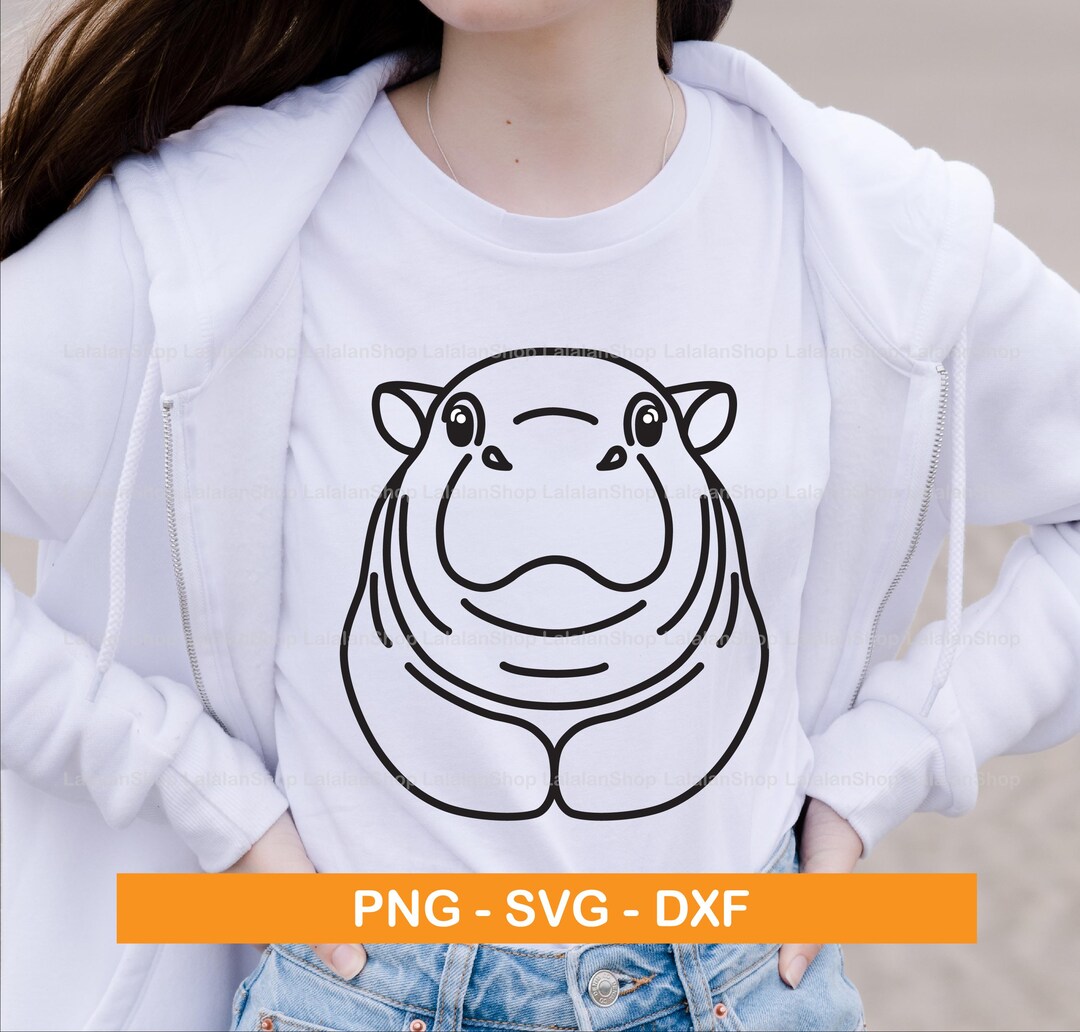Moo Deng Png, Svg, Dxf, Baby Pygmy Hippo, Cute Baby Hippo, Hippo Lover ...