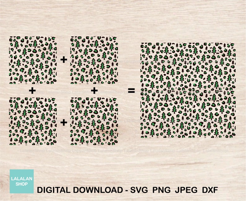 Christmas Leopard Print Svg, Seamless Christmas Green Tree Leopard ...