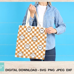 Checkered Pattern Smiley Face Seamless Pattern, Smiley Face Sublimation ...