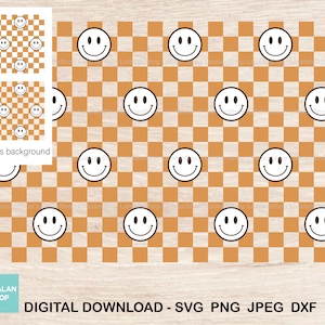 Checkered Pattern Smiley Face Seamless Pattern, Smiley Face Sublimation ...
