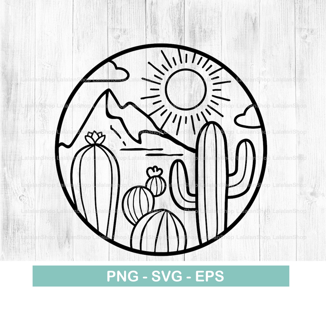 Cactus Scene Svg Mountain Scene Svg Cactus Patch Svg Desert - Etsy