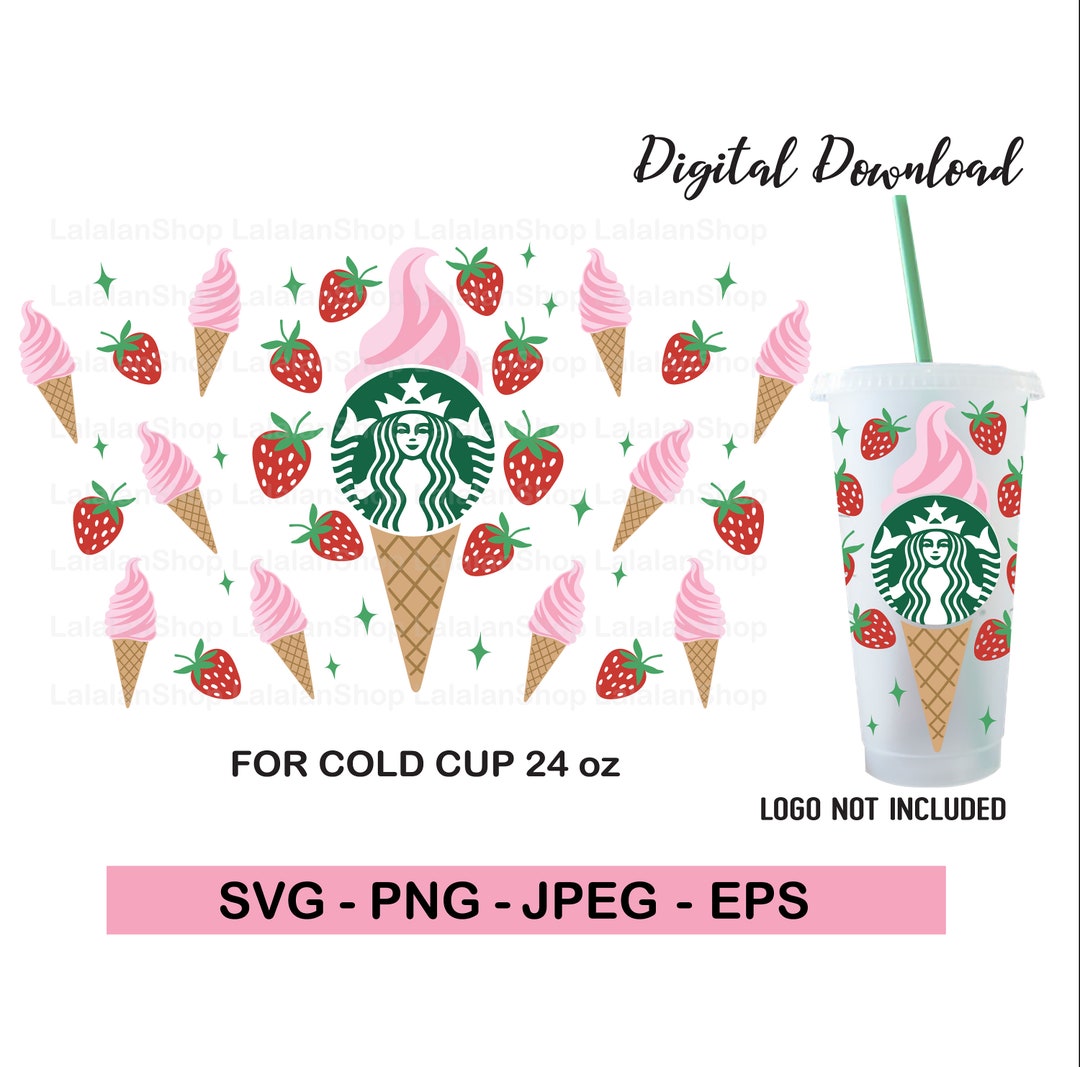 Strawberry Ice Cream Starbucks Cold Cup Wrap SVG (digital Download) - Etsy