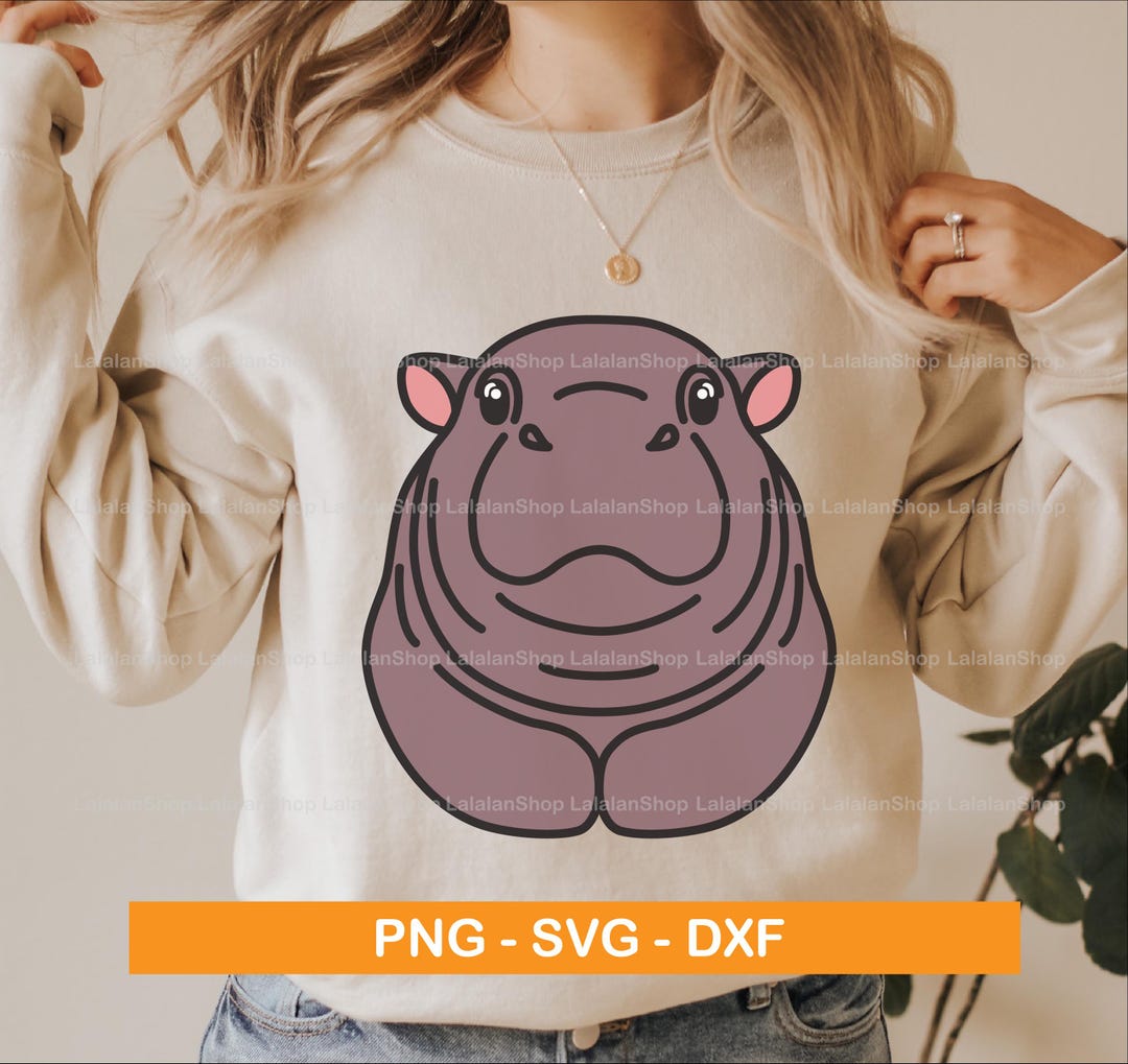 Moo Deng Png, Svg, Dxf, Baby Pygmy Hippo, Cute Baby Hippo, Hippo Lover ...