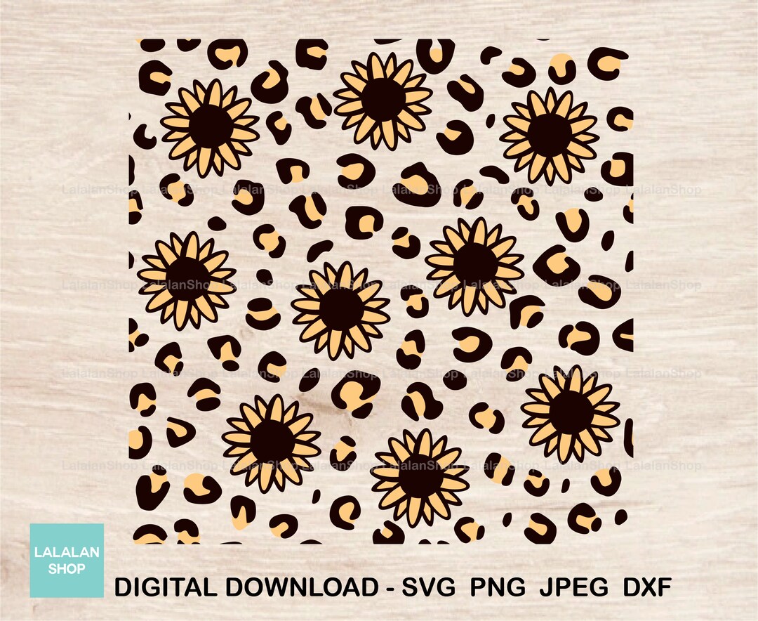 Leopard Sunflower Seamless Pattern, Sunflower Png, Western Background ...