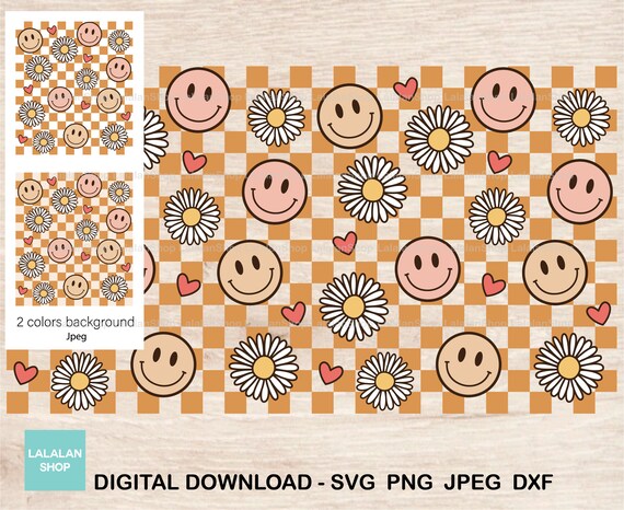 Checkered Pattern Smiley Face Daisy Seamless Pattern Smiley - Etsy