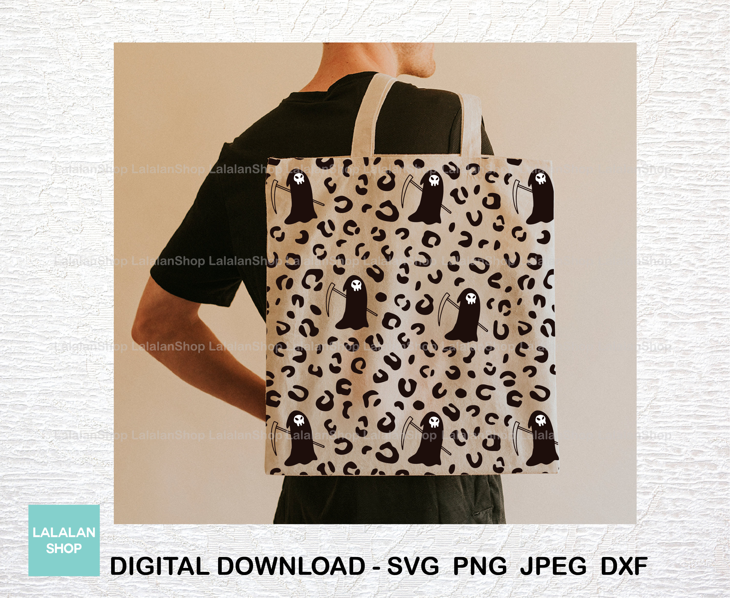 Leopard Ghost Seamless Pattern SVG, Ghost Face Cheetah Pattern Svg ...