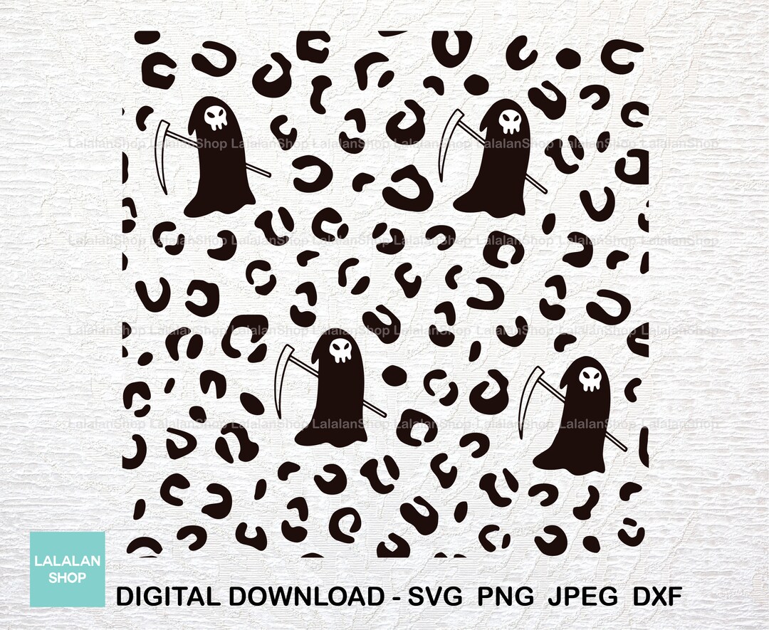 Leopard Ghost Seamless Pattern SVG, Ghost Face Cheetah Pattern Svg ...