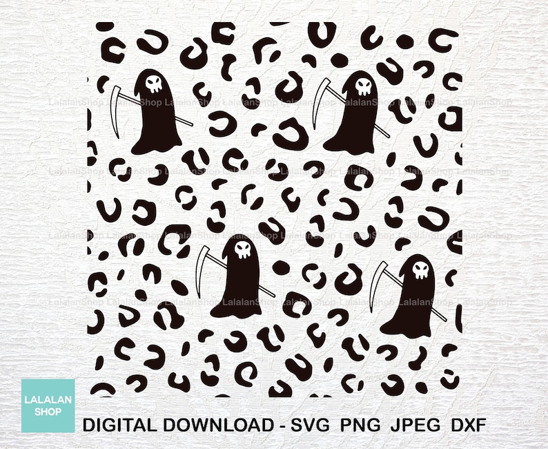 Leopard Ghost Seamless Pattern SVG, Ghost Face Cheetah Pattern Svg ...