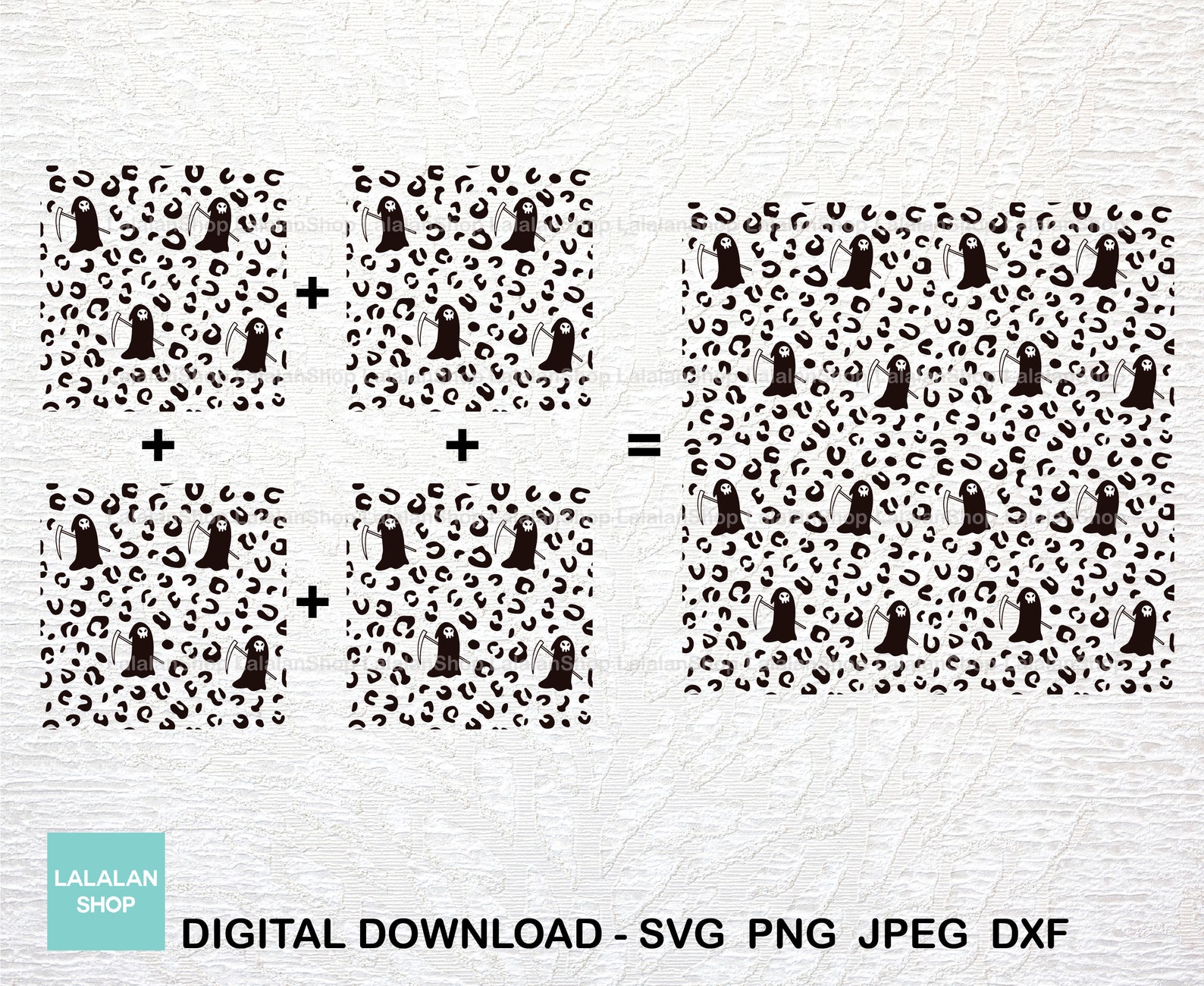 Leopard Ghost Seamless Pattern SVG, Ghost Face Cheetah Pattern Svg ...