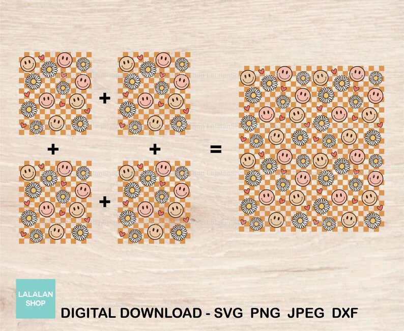 Checkered Pattern Smiley Face Daisy Seamless Pattern Smiley - Etsy