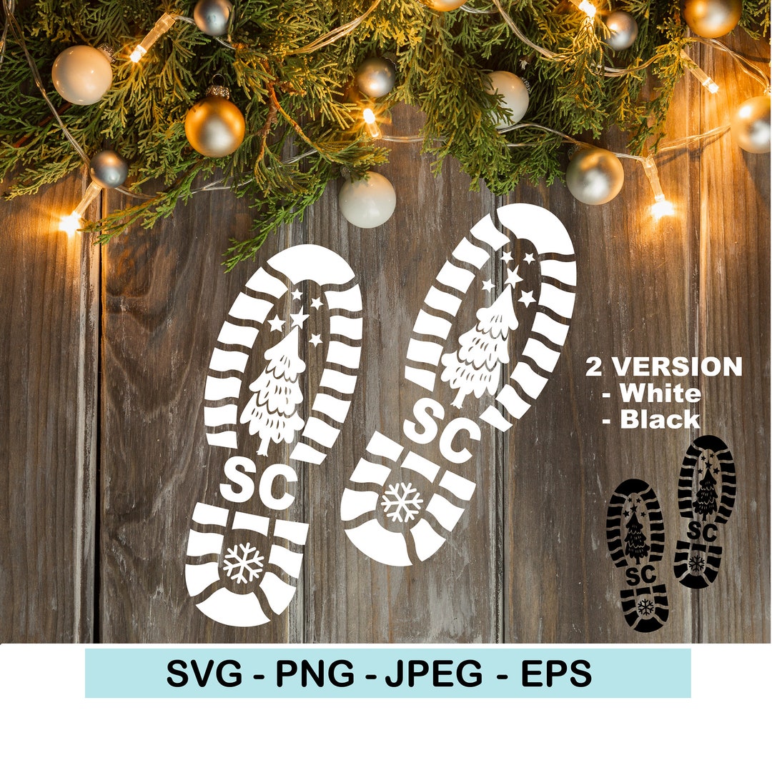 Santa Boot Print, Santa Footprint SVG, Santa Claus Boot Svg, Holiday ...
