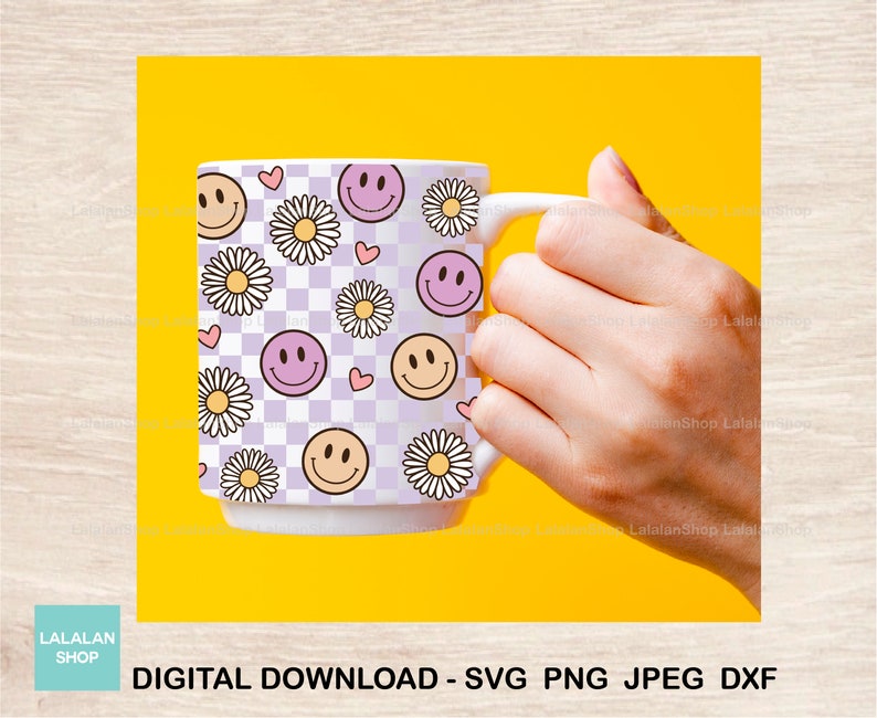 Checkered Pattern Smiley Face Daisy Seamless Pattern Smiley - Etsy