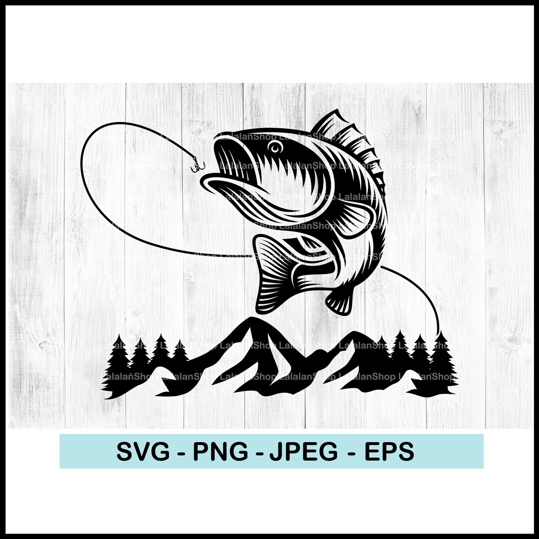 Mountain Salmon SVG, Fishing SVG, Fish Digital, Svg, Png, Jpeg, Eps - Etsy