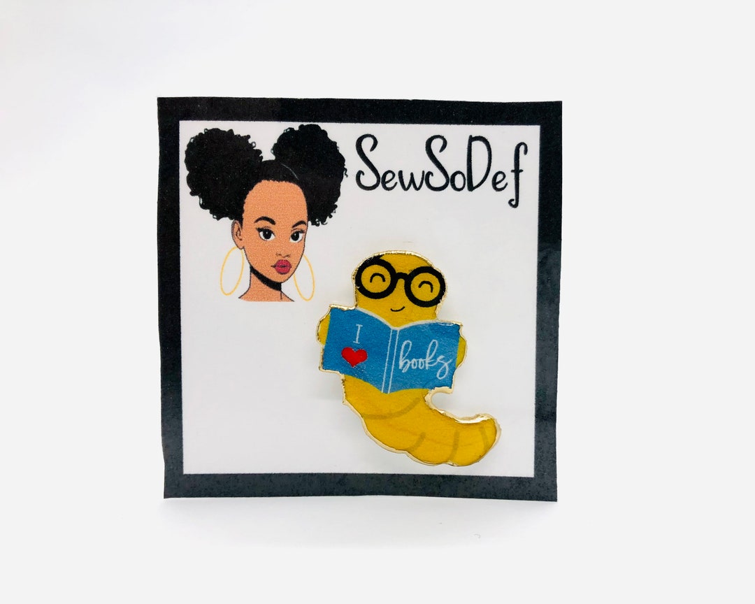 Bookworm Pin, Gold Trim Pin, Croc Pin, Book Lover Pin, Lapel Pin, I ...