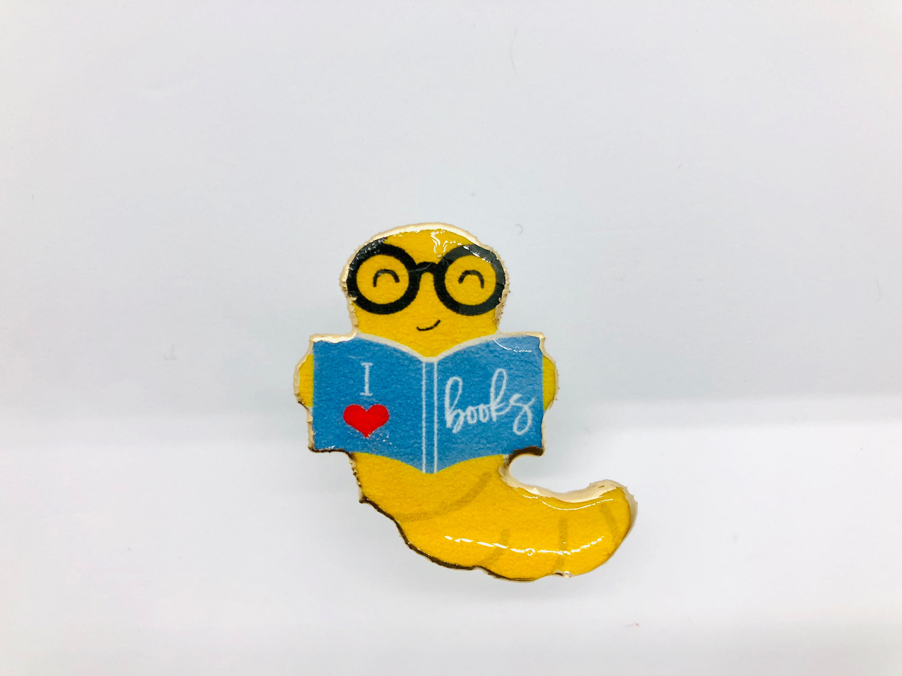 Bookworm Pin Gold Trim Pin Croc Pin Book Lover Pin Lapel | Etsy UK