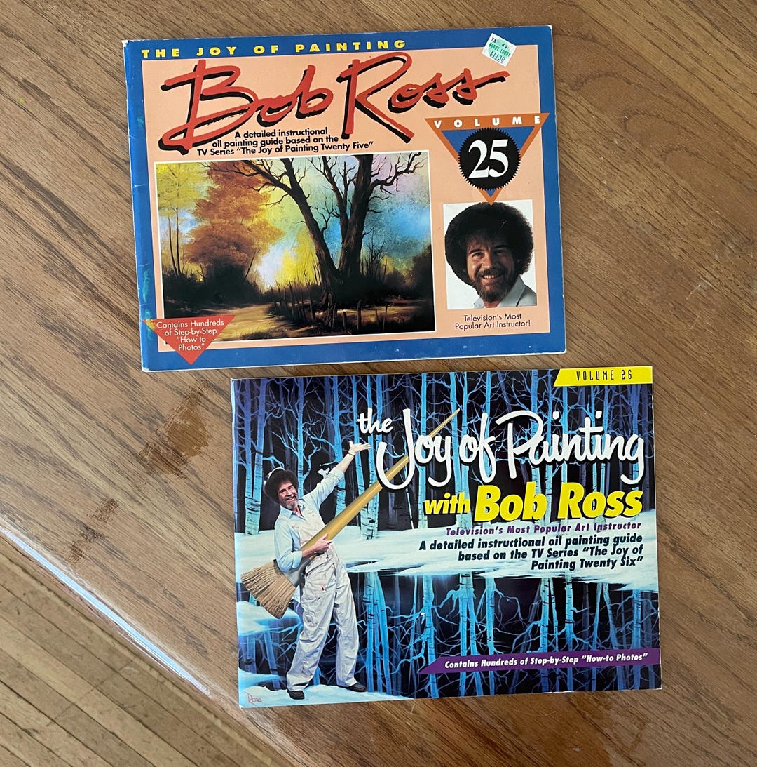 Two Bob Ross Joy of Painting Instruction Books, Volume 25 and Volume 26 ...