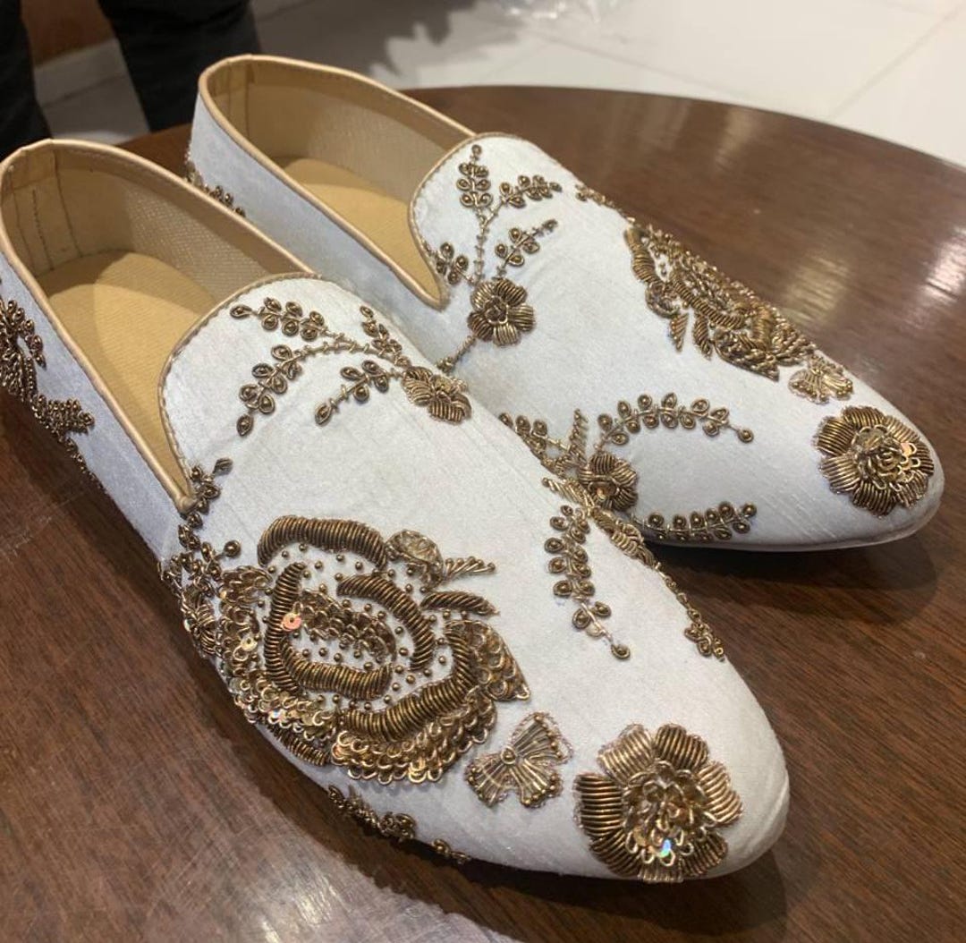 White Loafer Leather Shoe Sherwani Shoes Wedding Shoes Groom Shoes ...