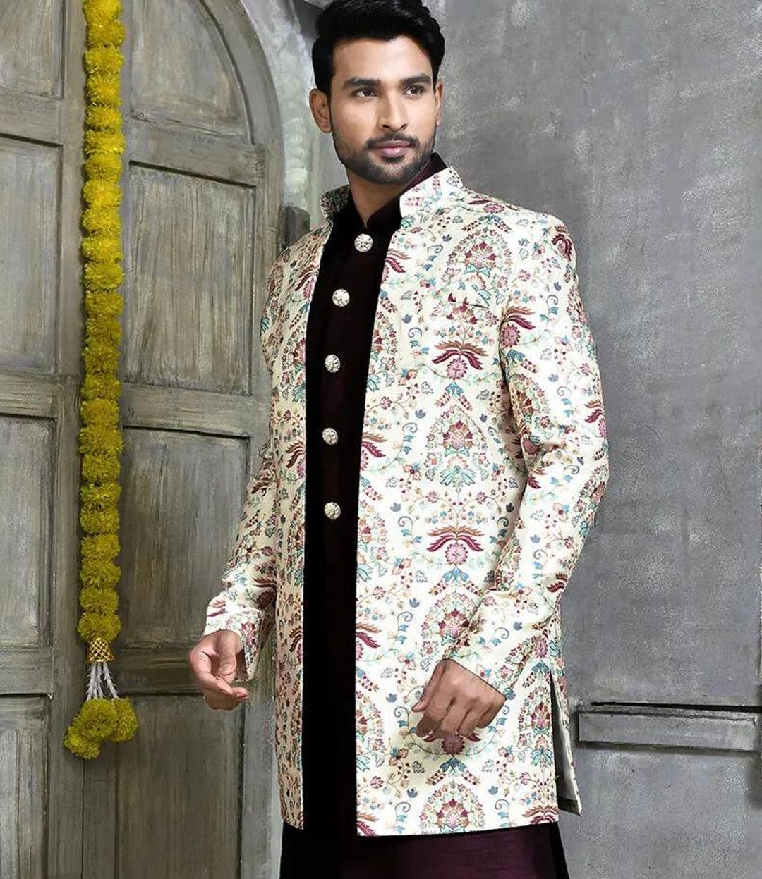 3 Piece Suit Men Long Jacket Groom Suit Groom Sherwani Wedding Sherwani ...