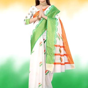 Indian Flag Indian Republic Day Dress Tri Color Saree Indian Flag Saree ...