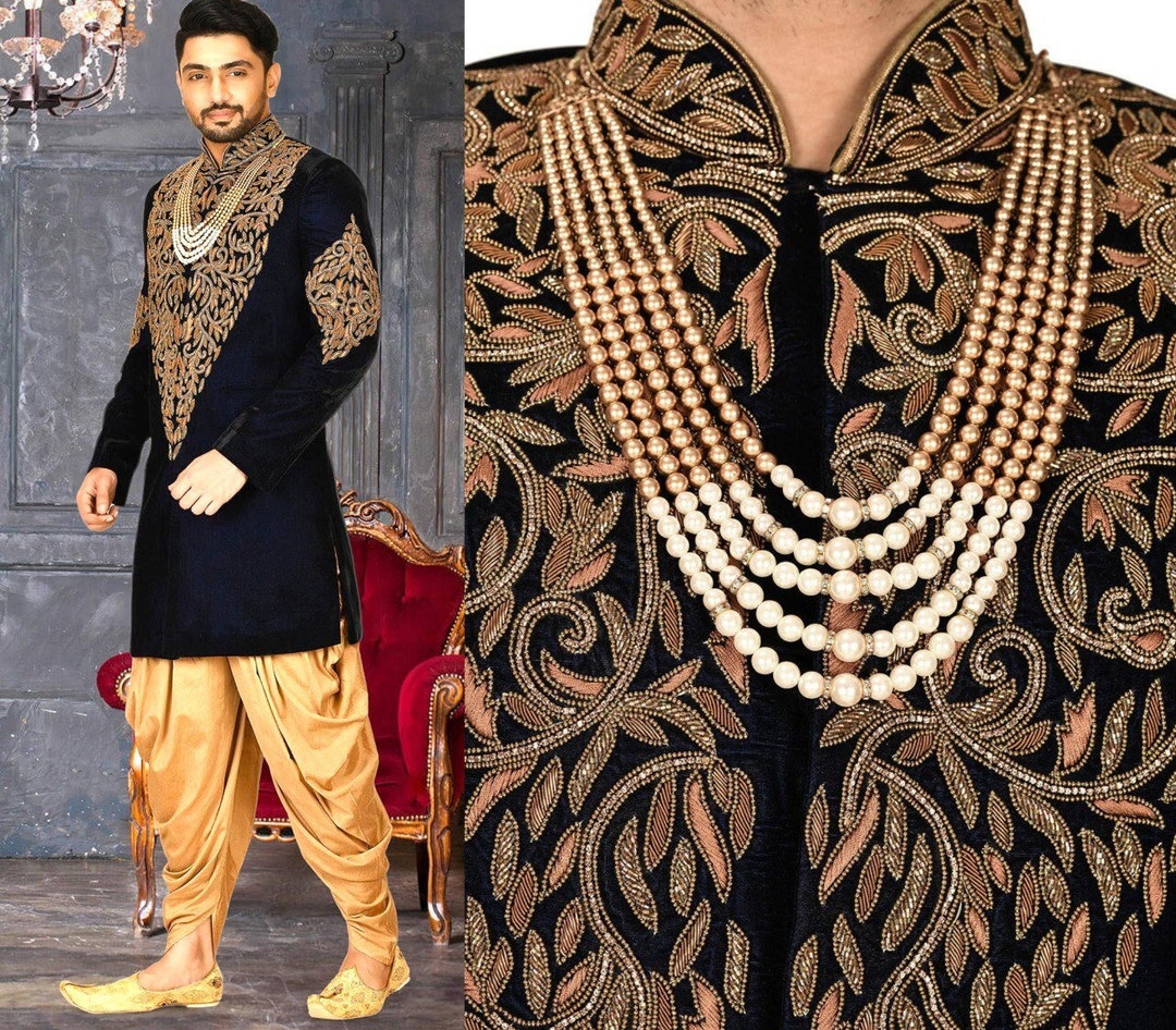 Navy Blue Sherwani Indo Western Sherwani Wedding Sherwani Groom ...