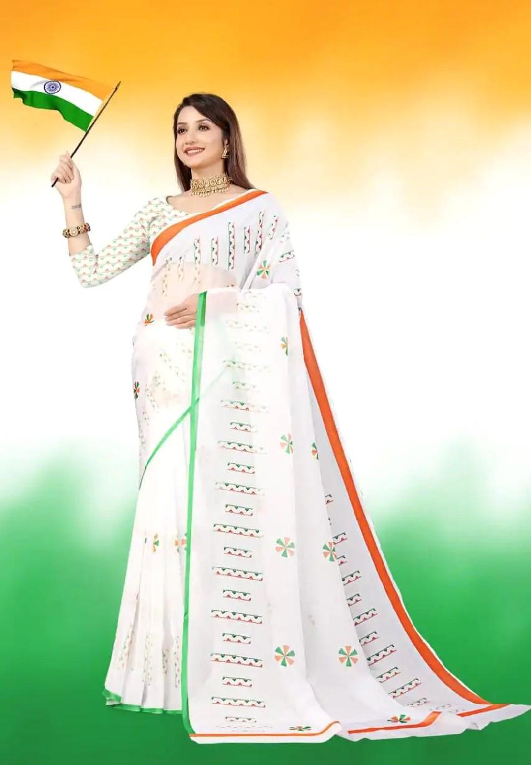 Indian Flag Indian Republic Day Dress Tri Color Saree Indian Flag Saree ...