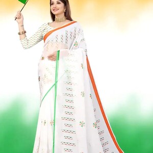Indian Flag Indian Republic Day Dress Tri Color Saree Indian Flag Saree ...