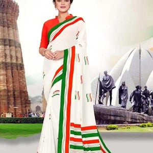 Indian Flag Indian Republic Day Dress Tri Color Saree Indian Flag Saree ...