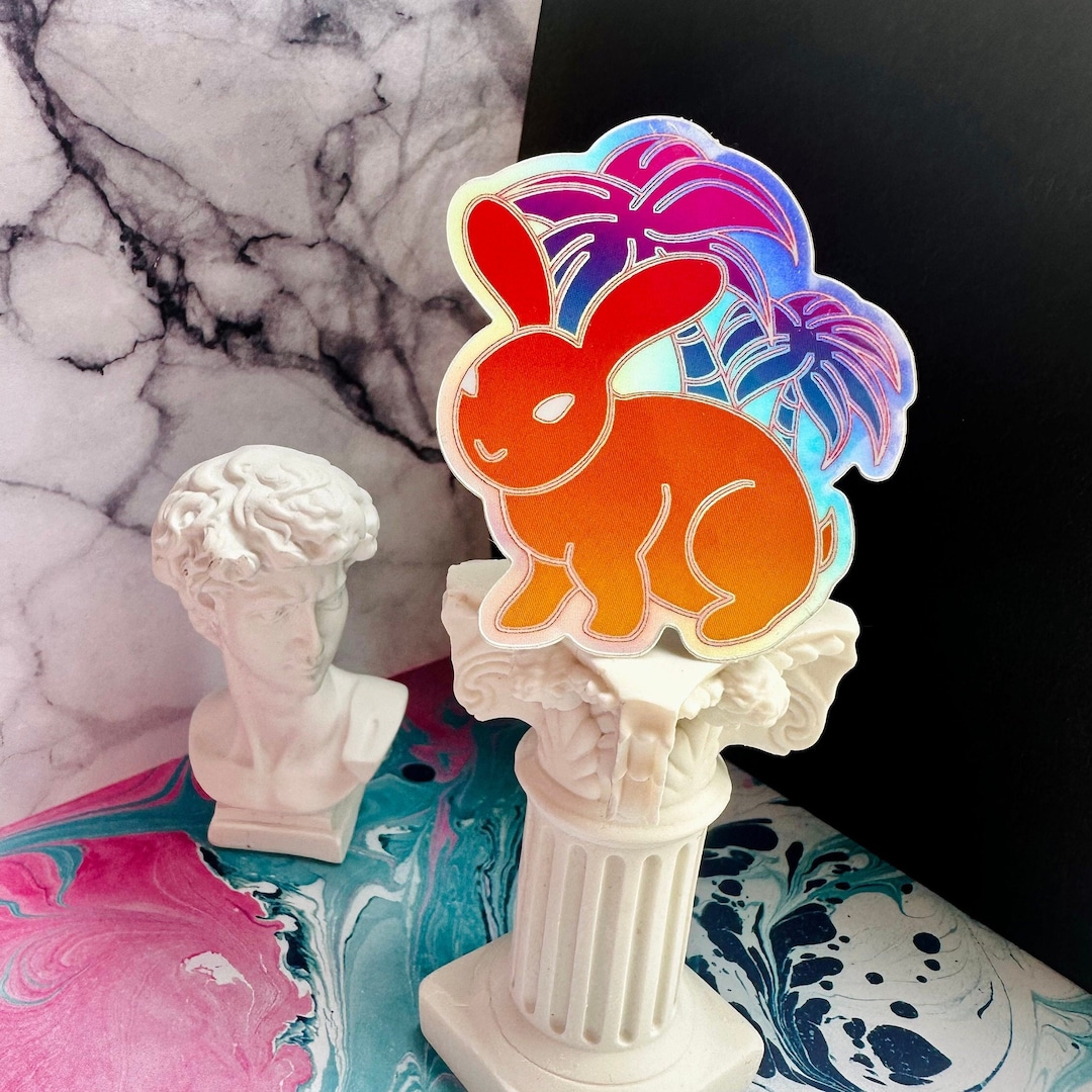 Rabbit Holographic Sticker, "twilight Bun", Synthwave Stickers ...