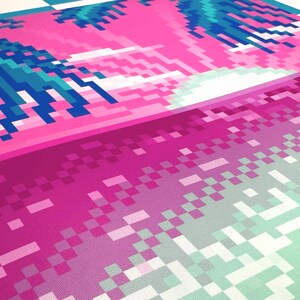 Pink Sunset Art Print, Pixel Art, Beach Print, Vaporwave Art, Aesthetic ...