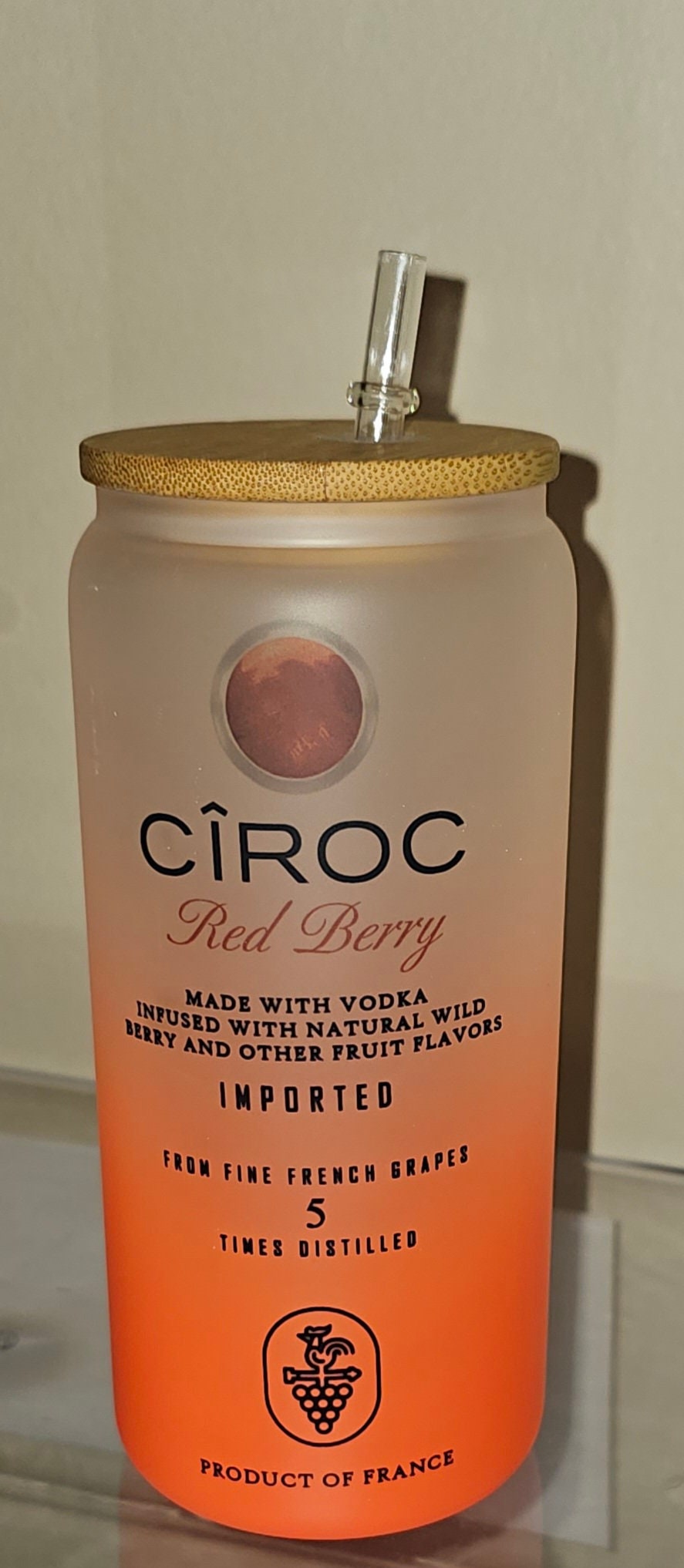 Ciroc Inspired 20oz Frosted Glass Water Bottles With Straw and Bamboo ...