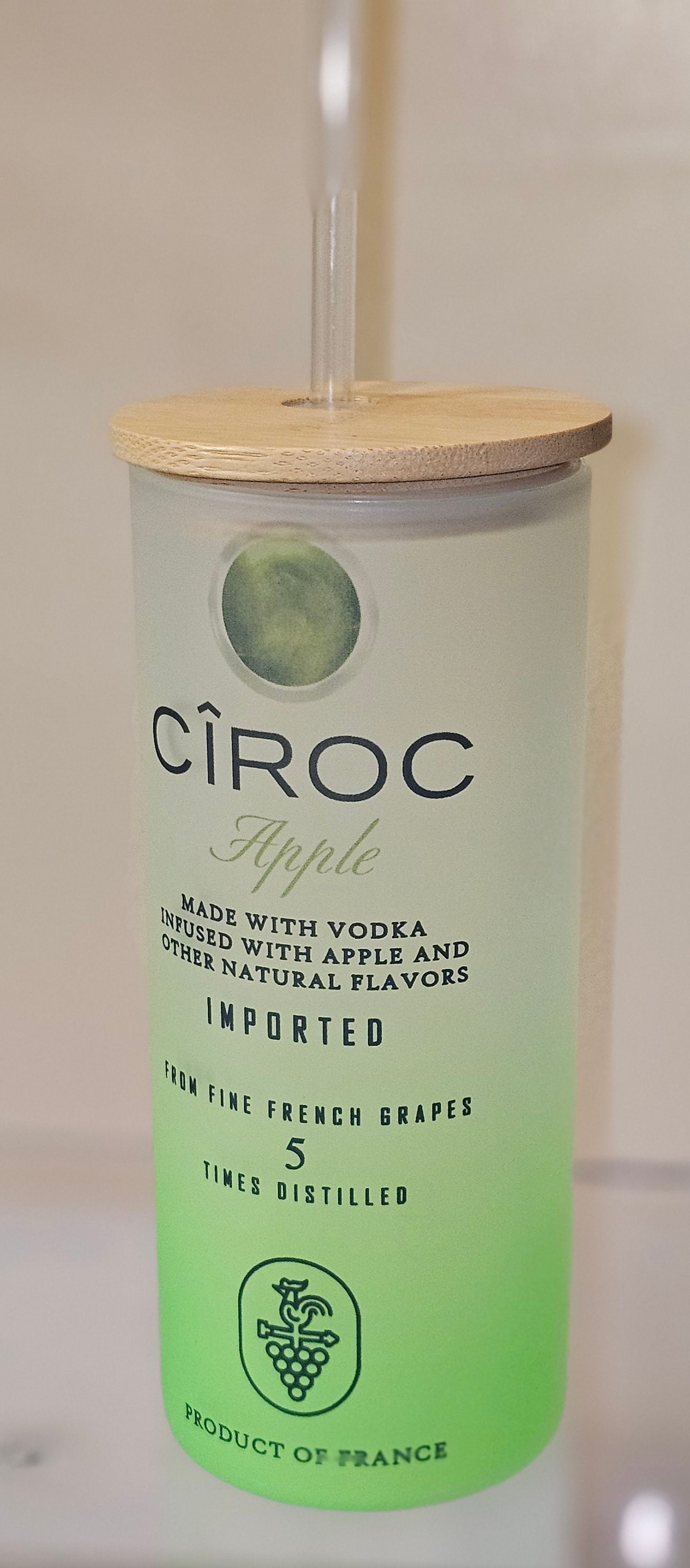 Ciroc Inspired 20oz Frosted Glass Water Bottles With Straw and Bamboo ...