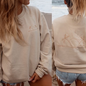 Sunrise Palm Tree Sweatshirt Beachy Crewneck Sun Sweatshirt Surfer ...