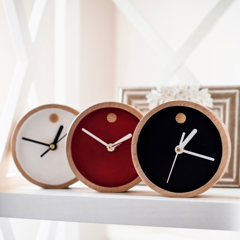 Handmade Beech Table Quartz Designer Free Standing Clock - Minimalist ...