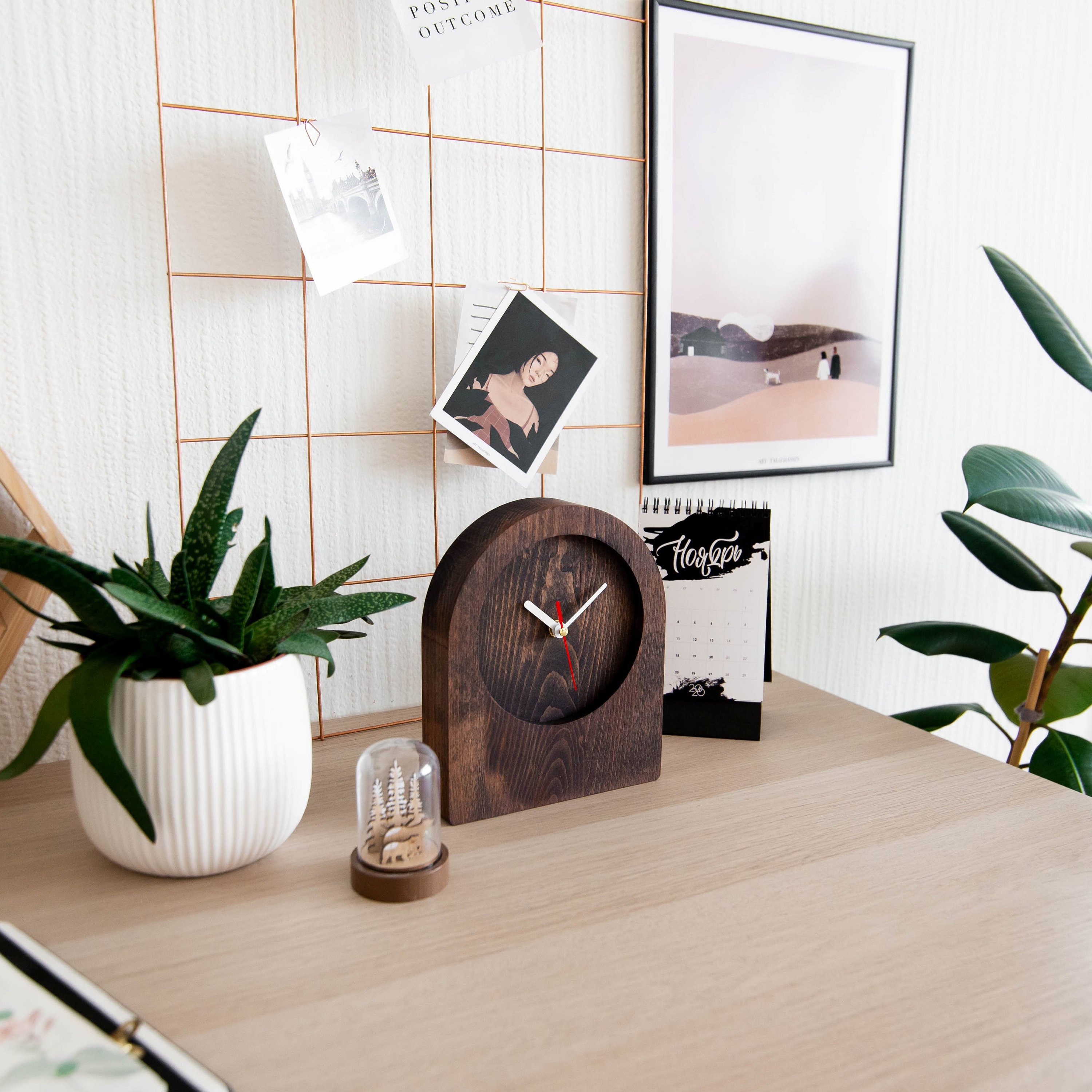 Modern Clock Wooden Desk Clock Minimalist Coffee Table - Etsy
