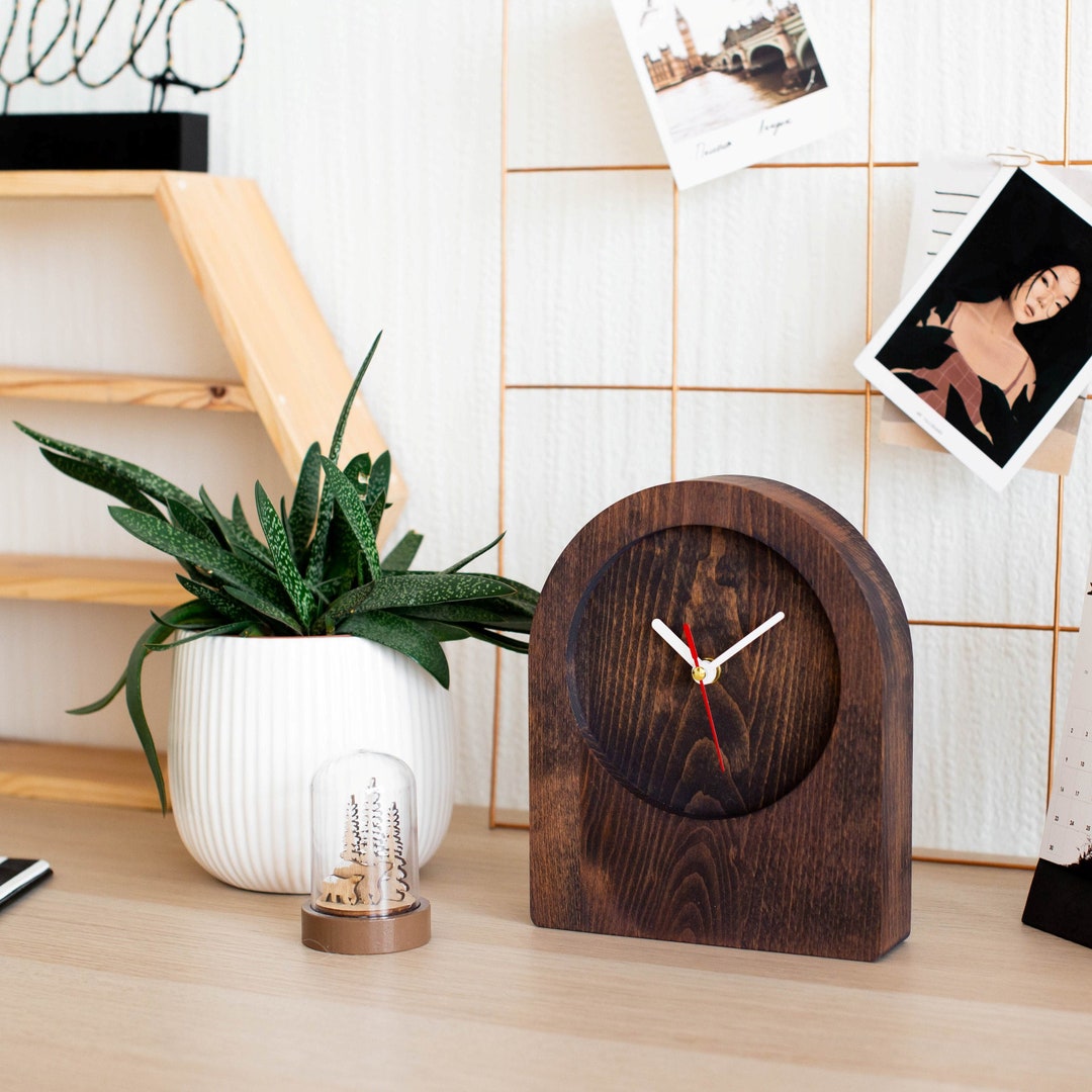 Modern Clock - Wooden Desk Clock - Minimalist Coffee Table Decor ...