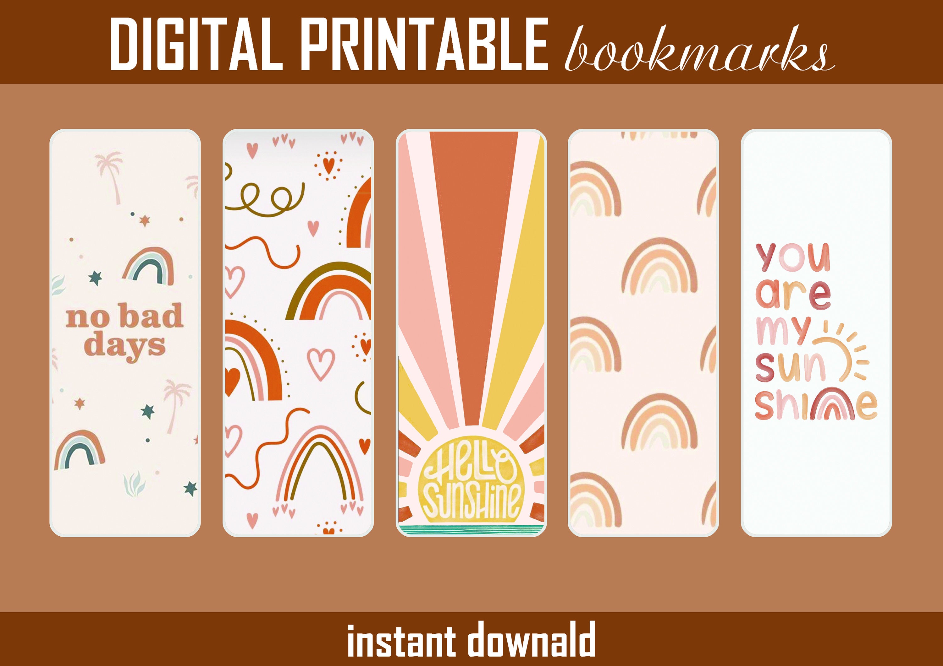 Printable Boho Bookmarks Bookmarks for Women Digital Book Mark Boho ...