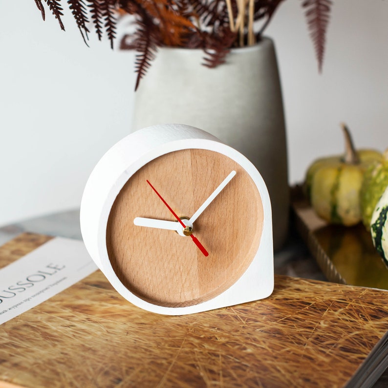 Natural Wood Table Clock Small Standing Minimal No Ticking - Etsy