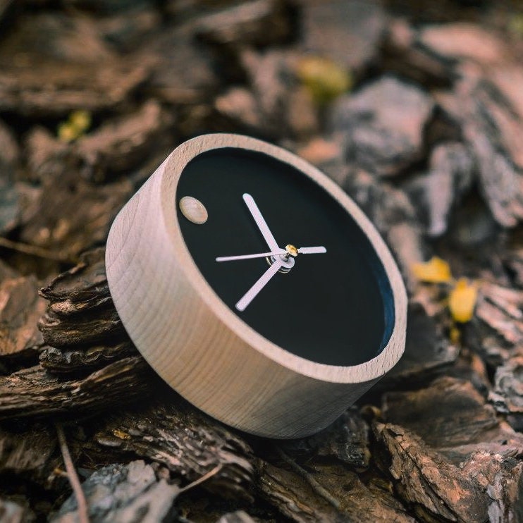 Handmade Beech Table Quartz Designer Free Standing Clock - Minimalist ...