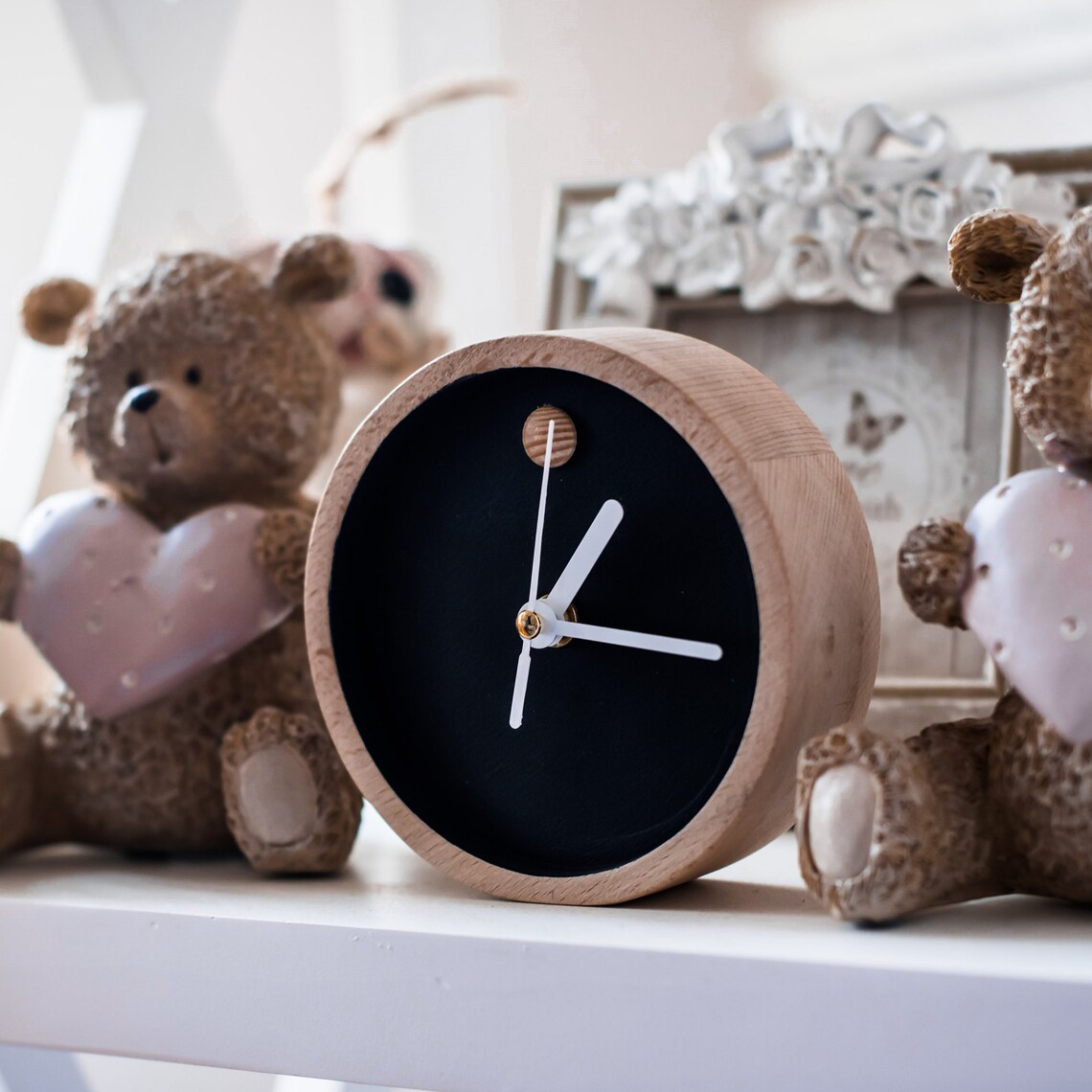 Handmade Beech Table Quartz Designer Free Standing Clock - Minimalist ...