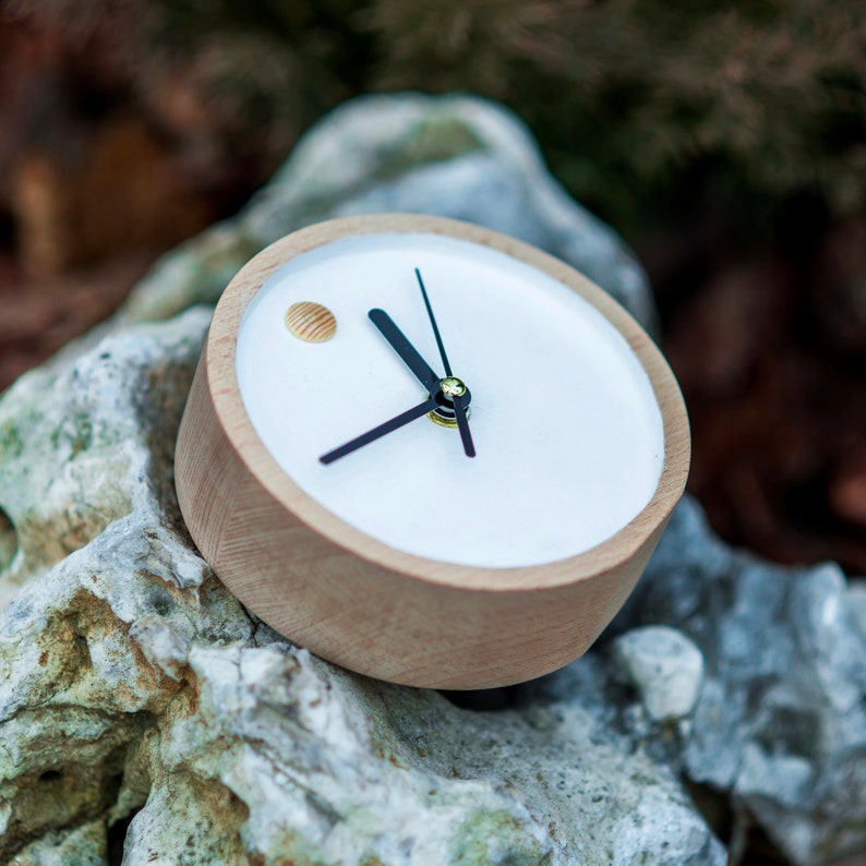 Minimalist Modern White Desk Clock - Scandinavian Aesthetic Wood Home ...