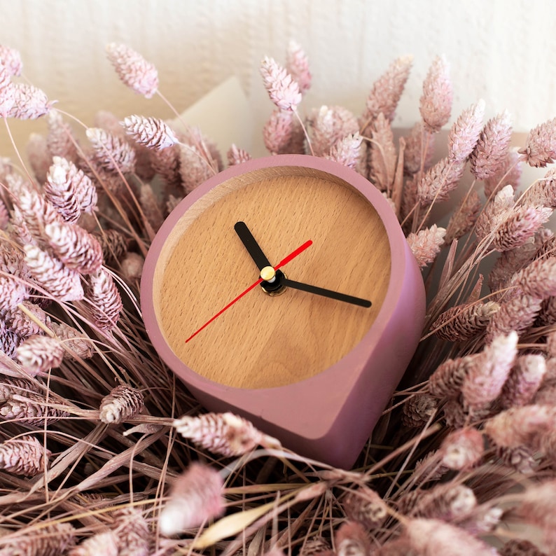 Natural Wood Table Clock - Small Standing Minimal No Ticking Desk Clock ...