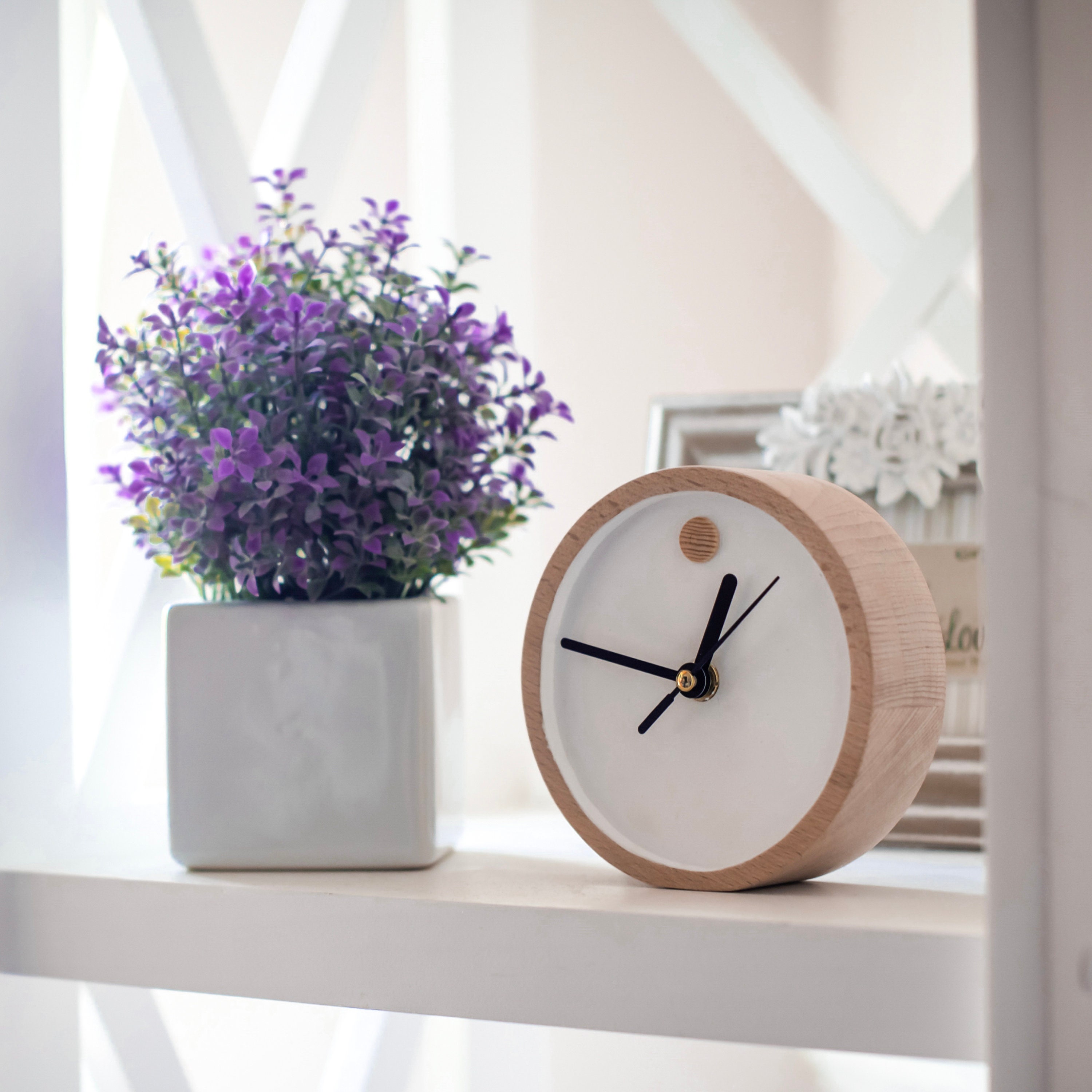 Minimalist Modern White Desk Clock Scandinavian Aesthetic | Etsy