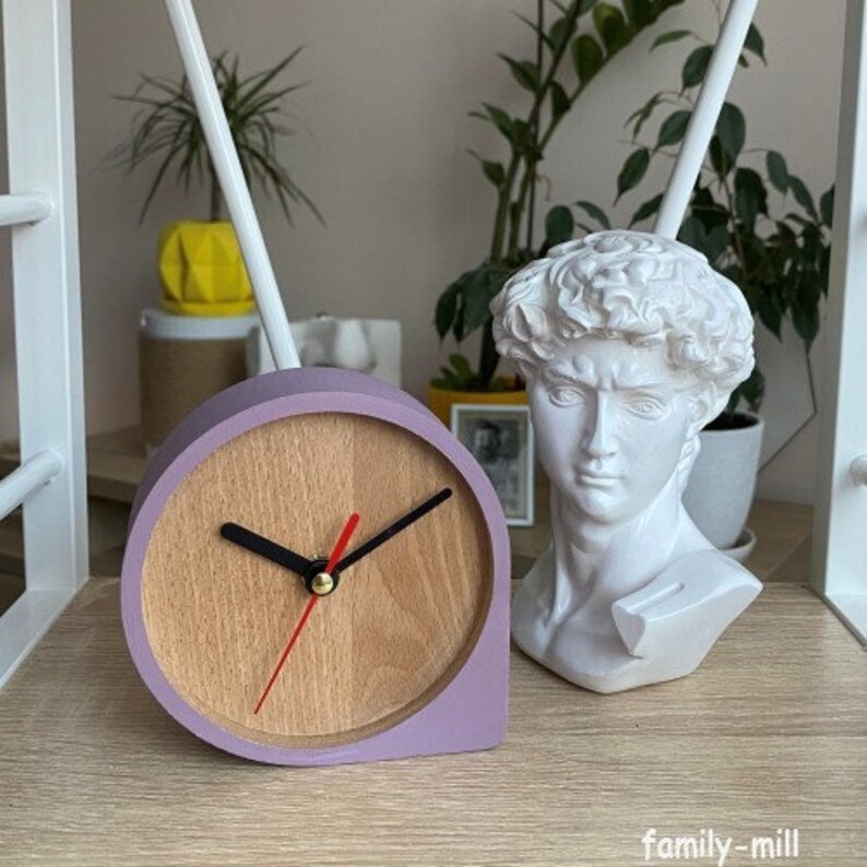 Natural Wood Table Clock - Small Standing Minimal No Ticking Desk Clock ...