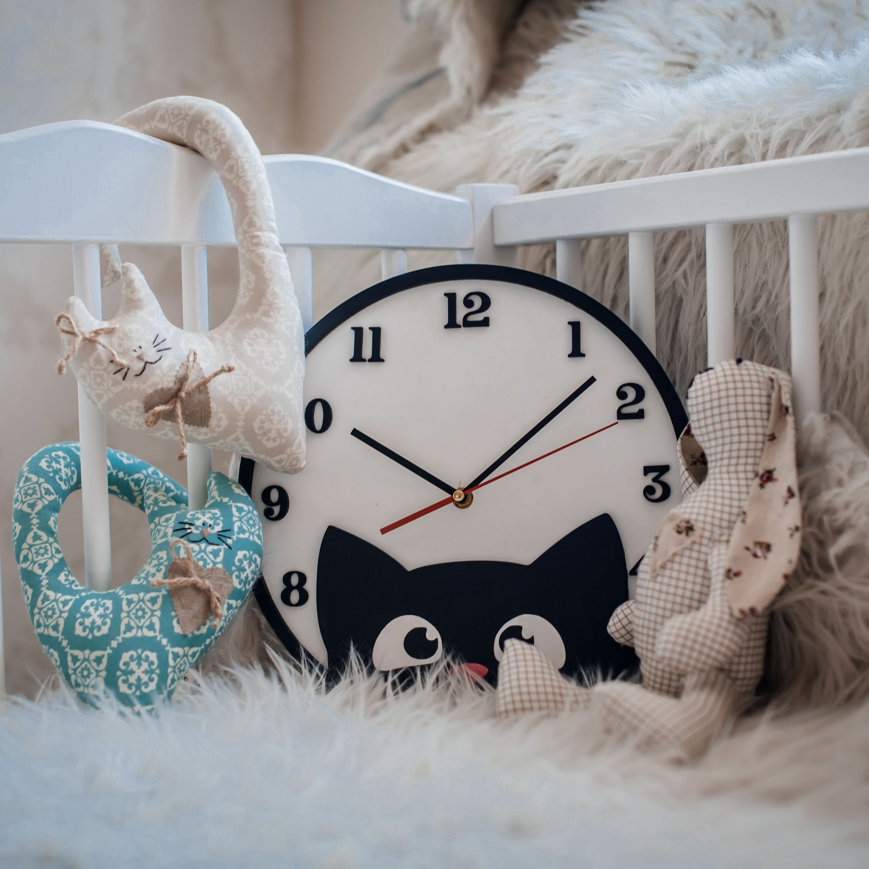 Animal theme wood clock with numbers quite clock for nursery | Etsy