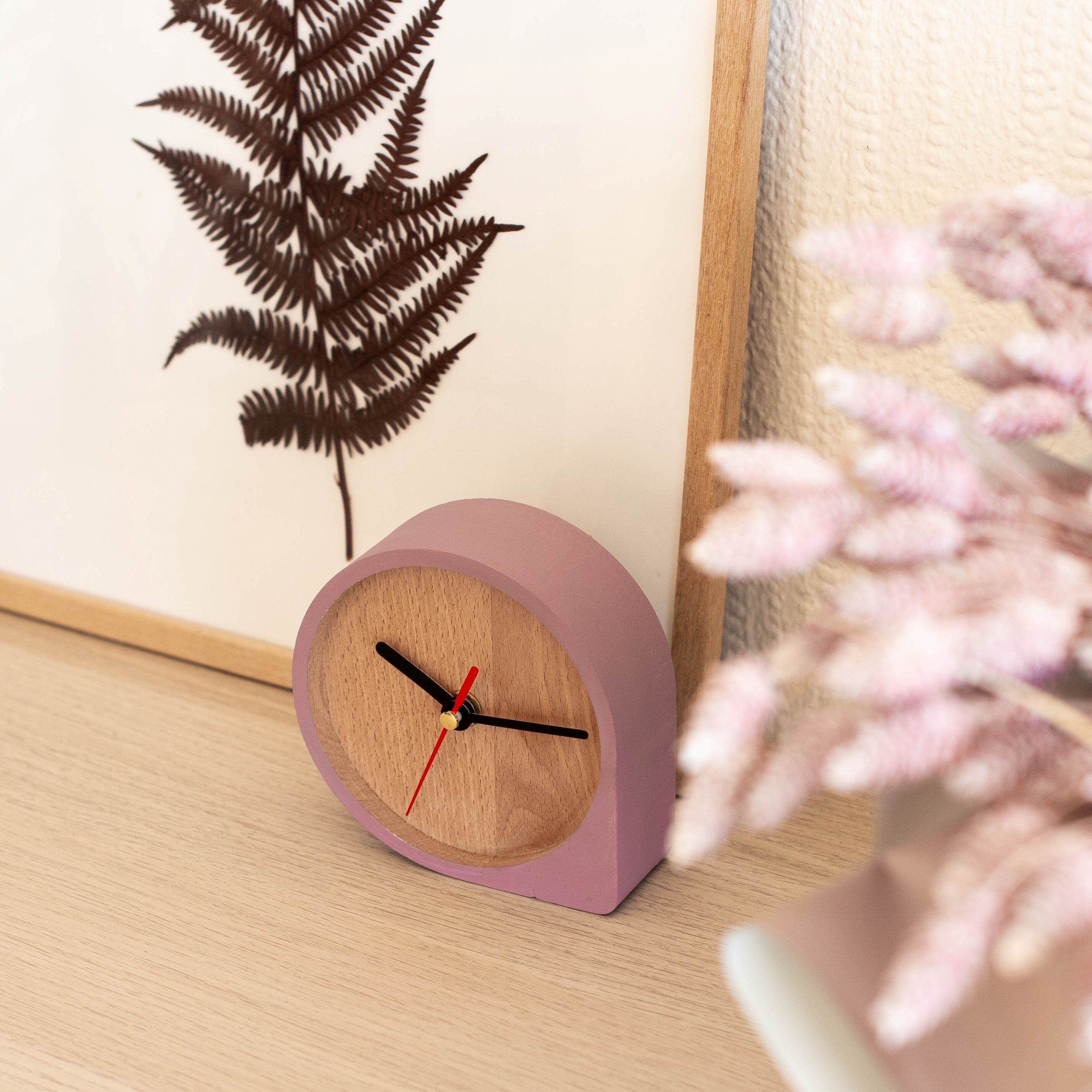 Natural Wood Table Clock Small Standing Minimal No Ticking Desk Clock ...
