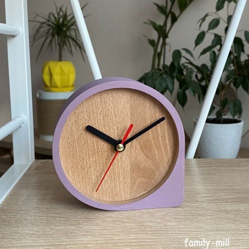Natural Wood Table Clock Small Standing Minimal No Ticking Desk Clock ...