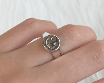 Smiley Face Ring Smile Ring, Happy Face Ring, Adjustable Back Ring ...